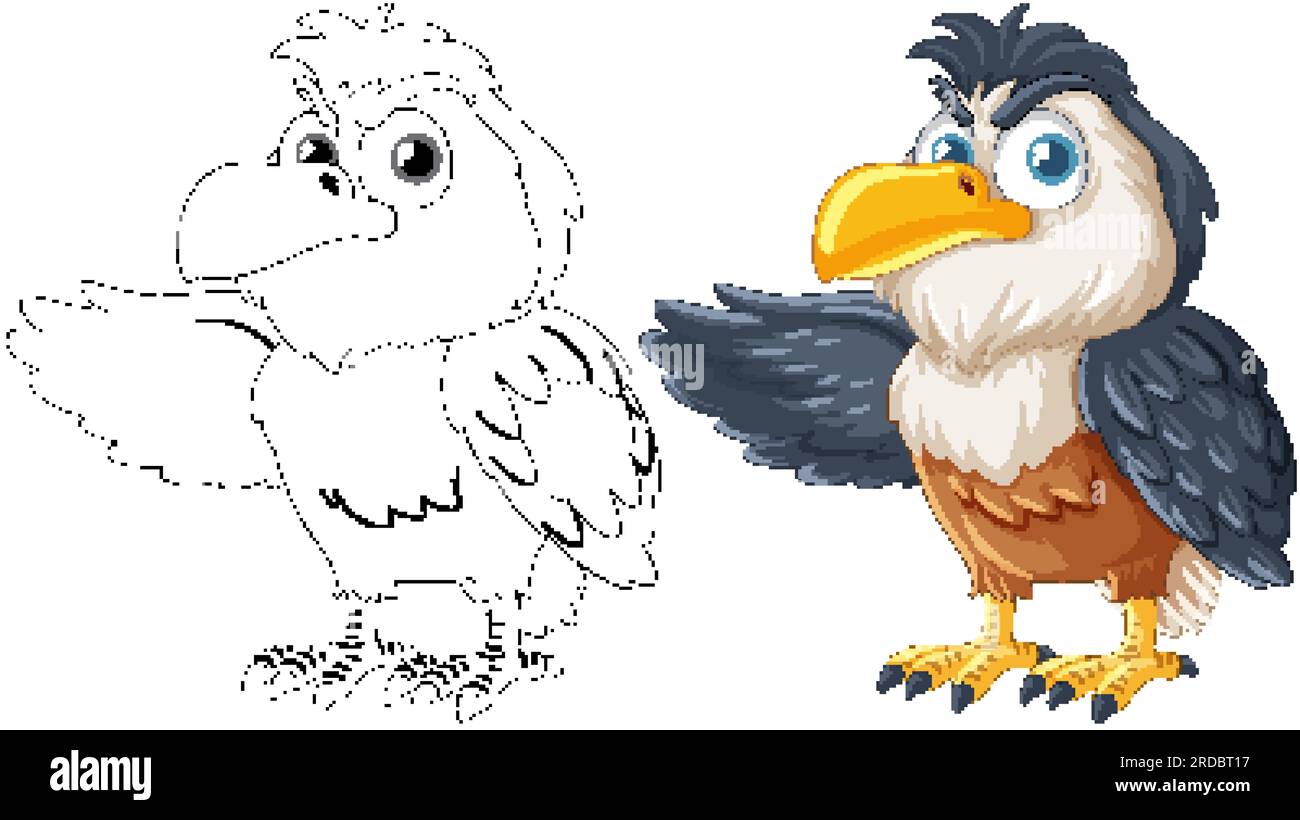 Cartoon illustration of an owl standing with one wing open, isolated on ...