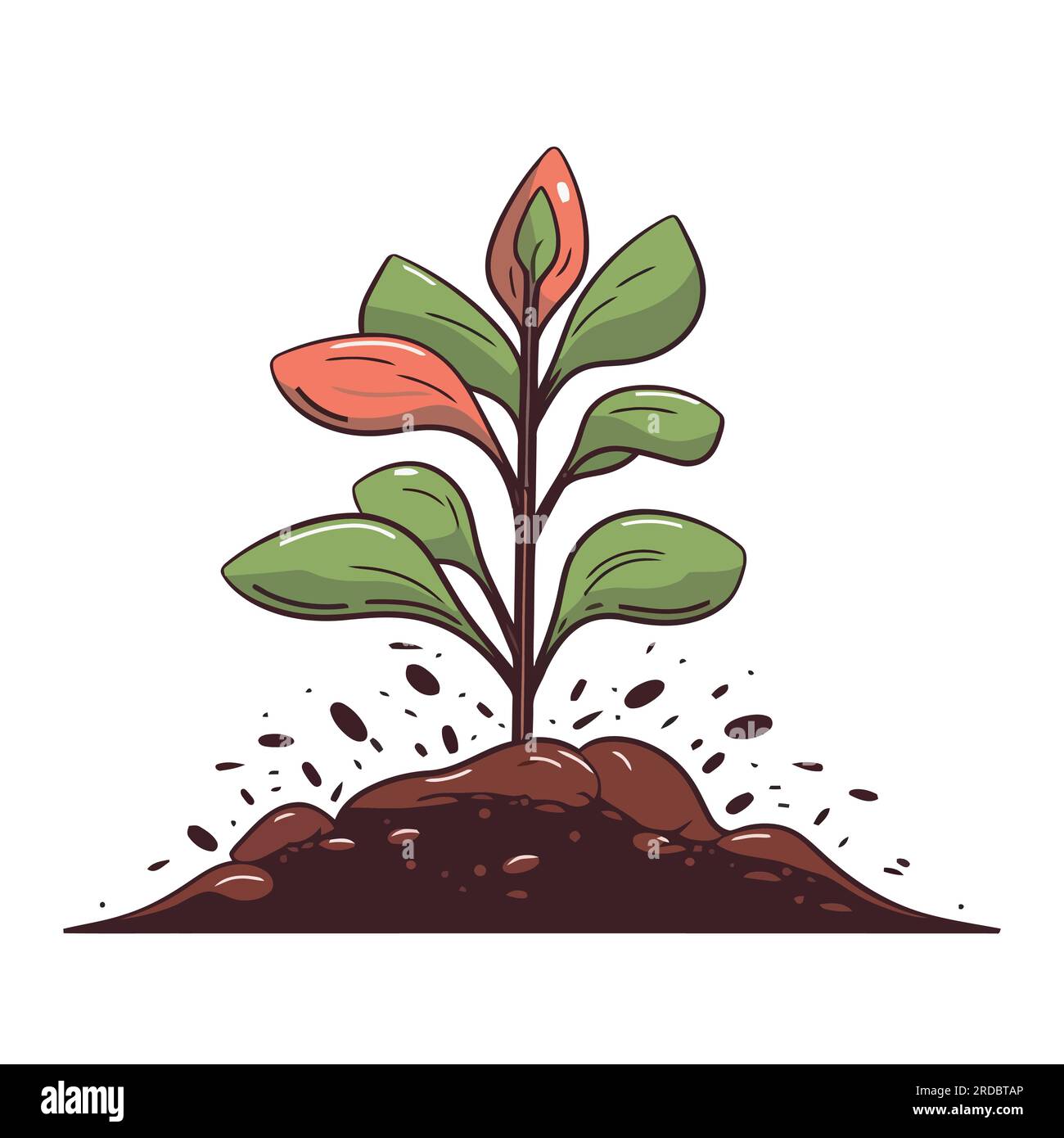Young plant growing out of the ground. Plant growing from soil. Vector ...