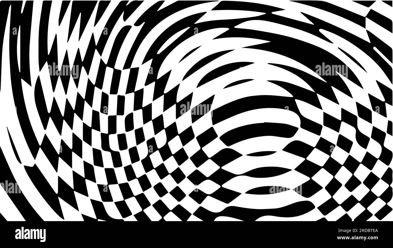 Black and white chess wave pattern. Checker board swirl background ...