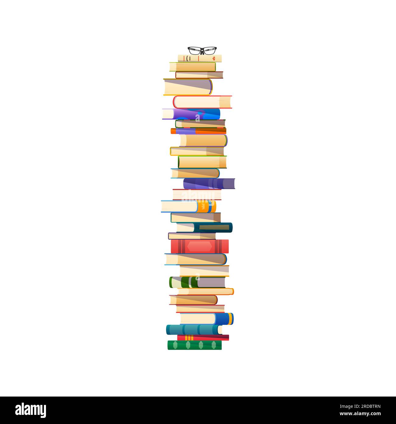 High book stack or pile, school textbooks and library literature heap, vector tower row. Reading ...