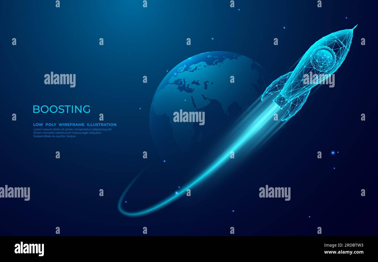 Digital rocket flies in orbit of planet Earth Stock Vector Image & Art ...