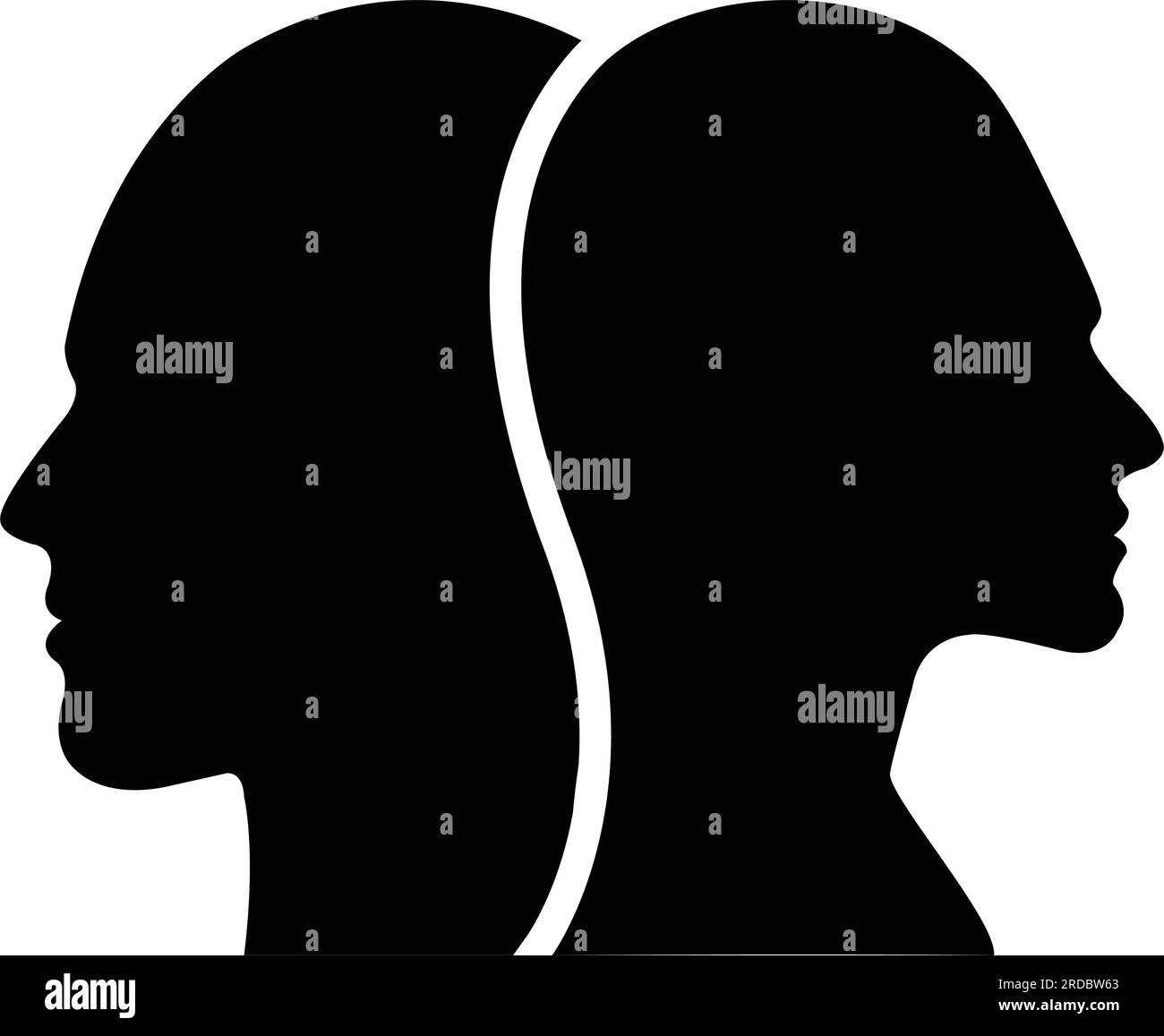 Male and female face profile silhouette vector icon in a glyph ...