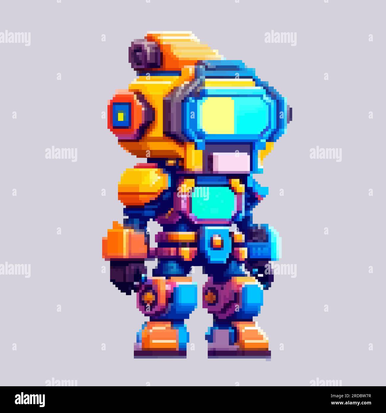 Robot monster pixel art character for 8 bit game scenery arcade video ...