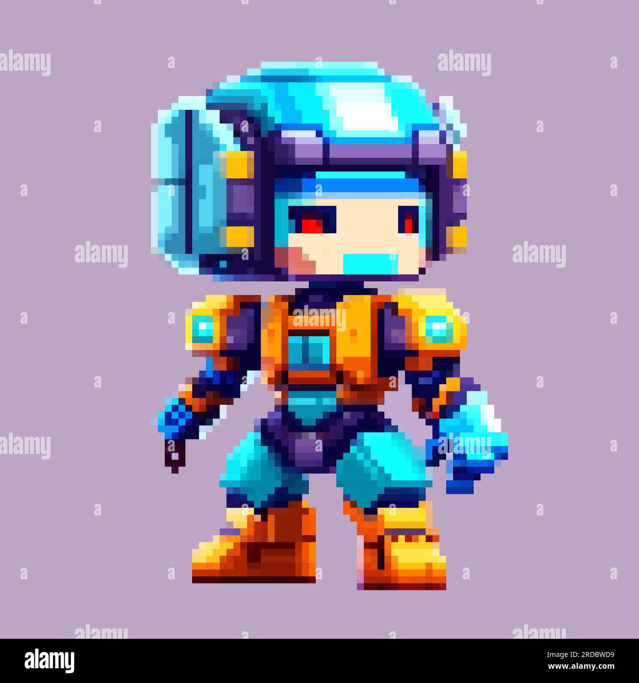 Robot spaceman pixel art character for 8 bit game scenery arcade video ...