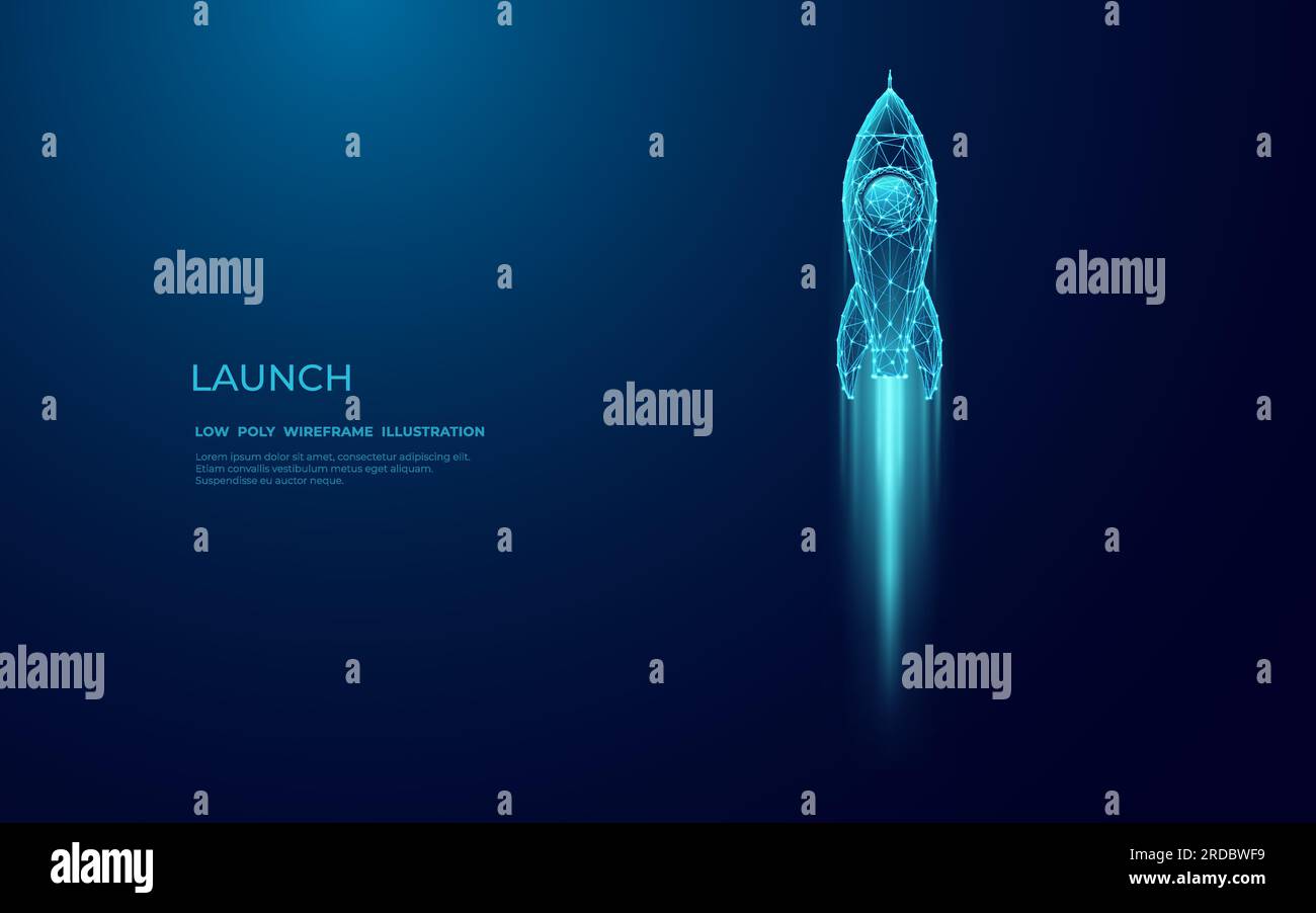 Rocket launch into outer space. Boosting and takeoff career concept ...