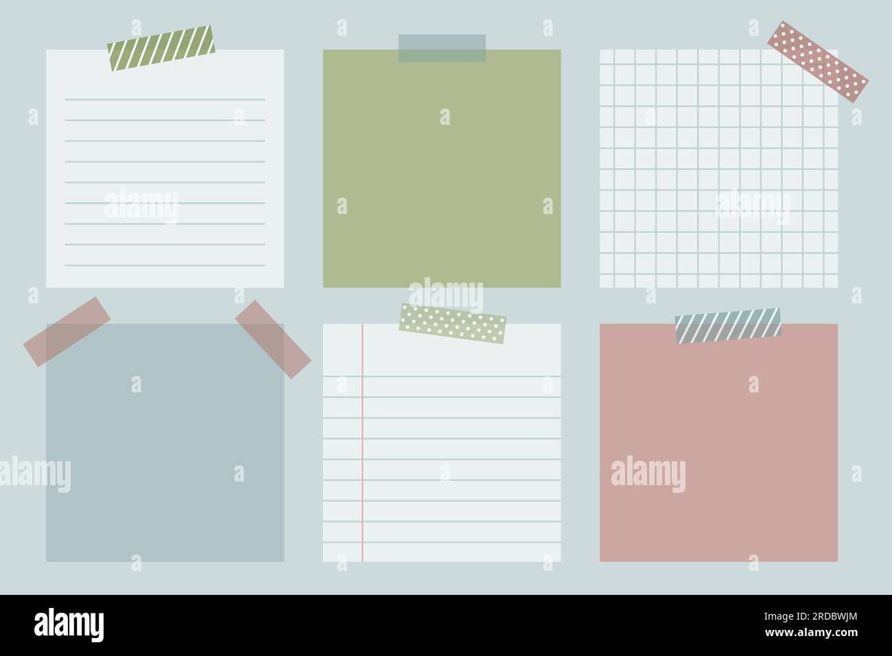 Set of various square note papers with adhesive tape Stock Vector Image ...