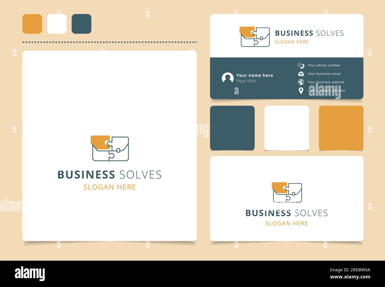 Business solves logo design with editable slogan. Branding book and ...