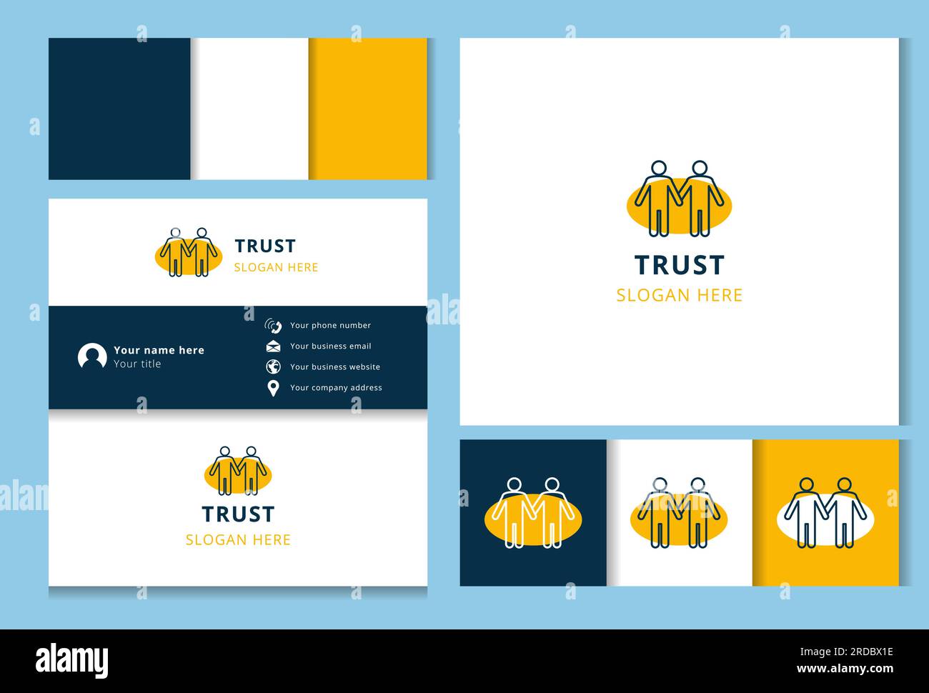 Trust logo design with editable slogan. Branding book and business card ...