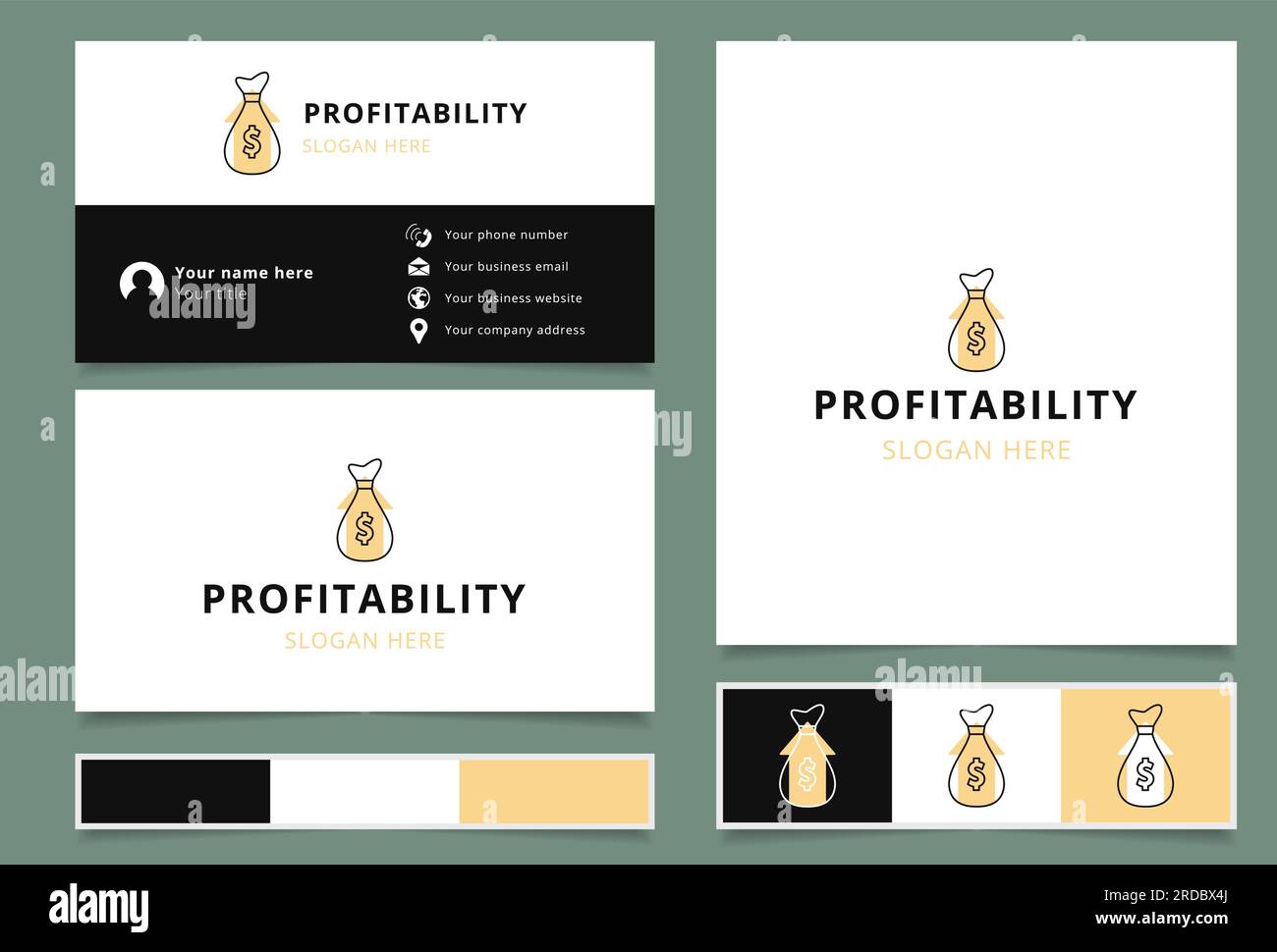 Profitability logo design with editable slogan. Branding book and ...