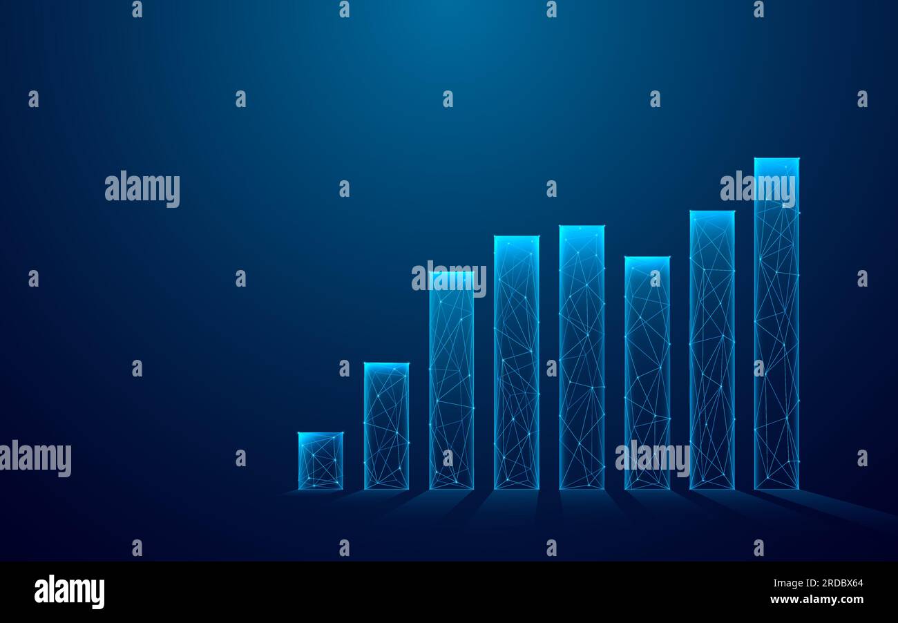 Digital grow chart graph in blue on technological background Stock ...