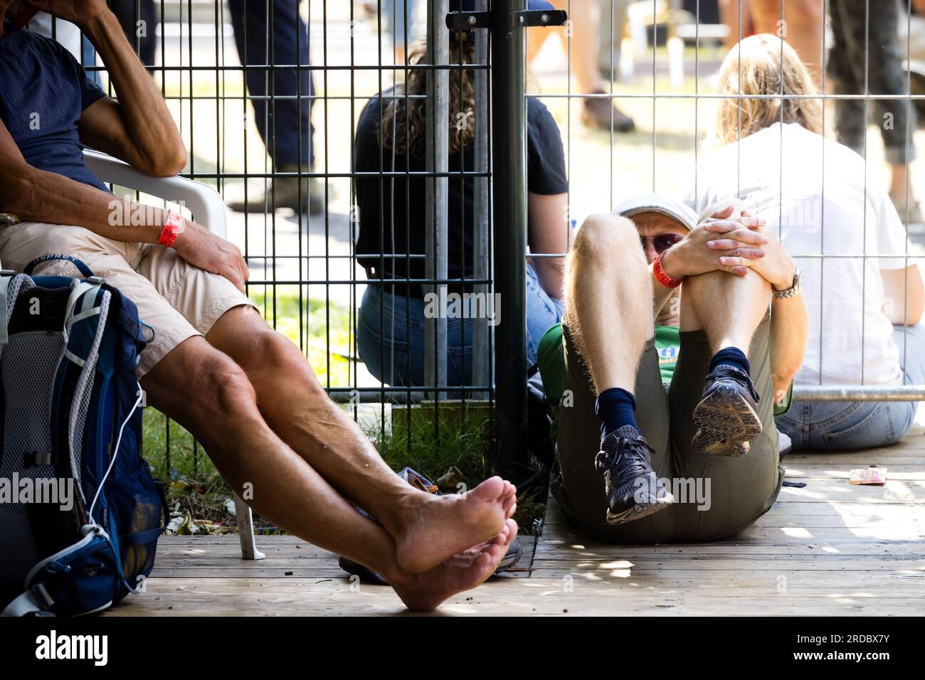 NIJMEGEN - Participants cross the finish line at the Wedren during the ...