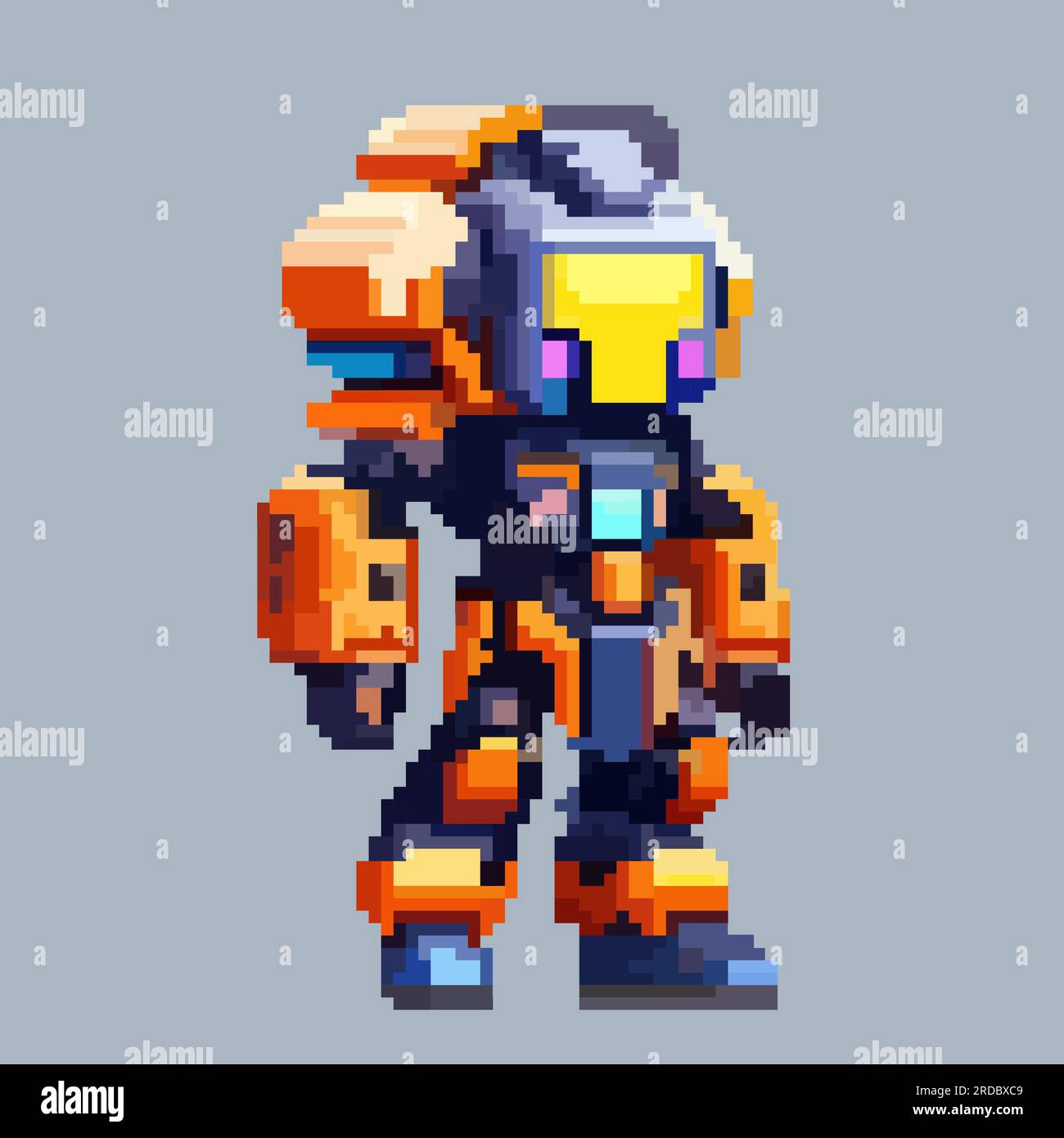 Robot pixel art character for 8 bit game scenery arcade video game ...