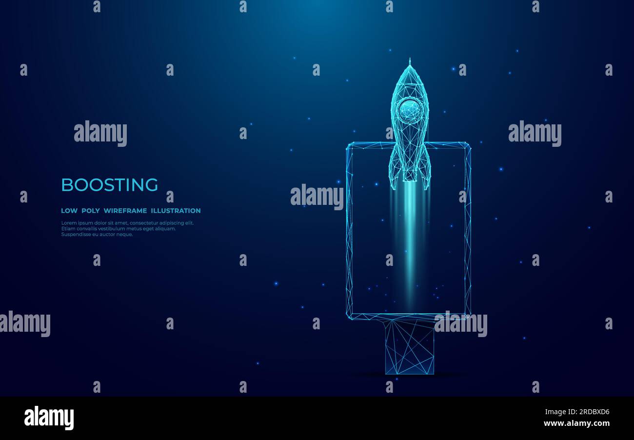 Digital rocket launch on vertical street poster billboard Stock Vector ...