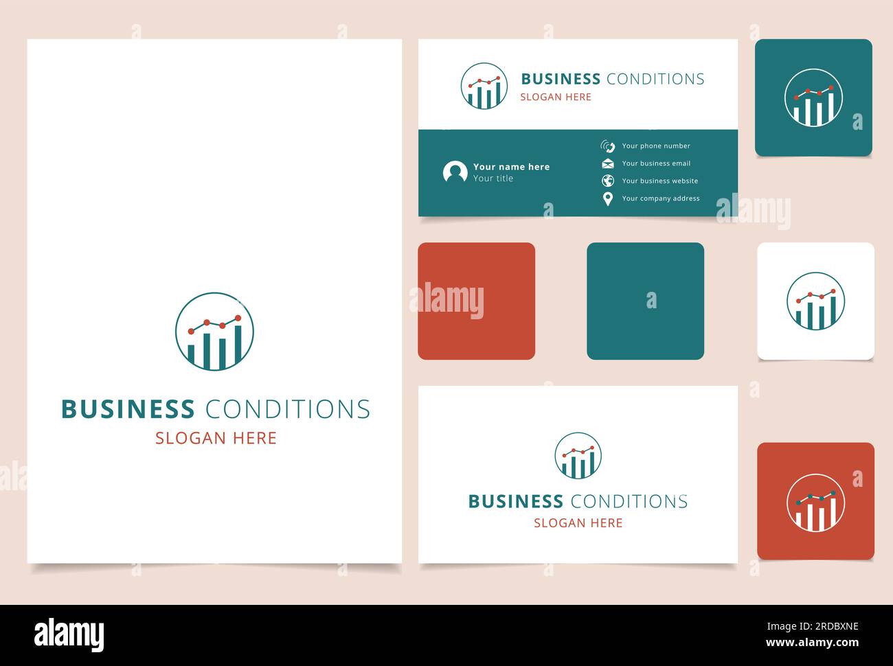 Business conditions logo design with editable slogan. Branding book and ...