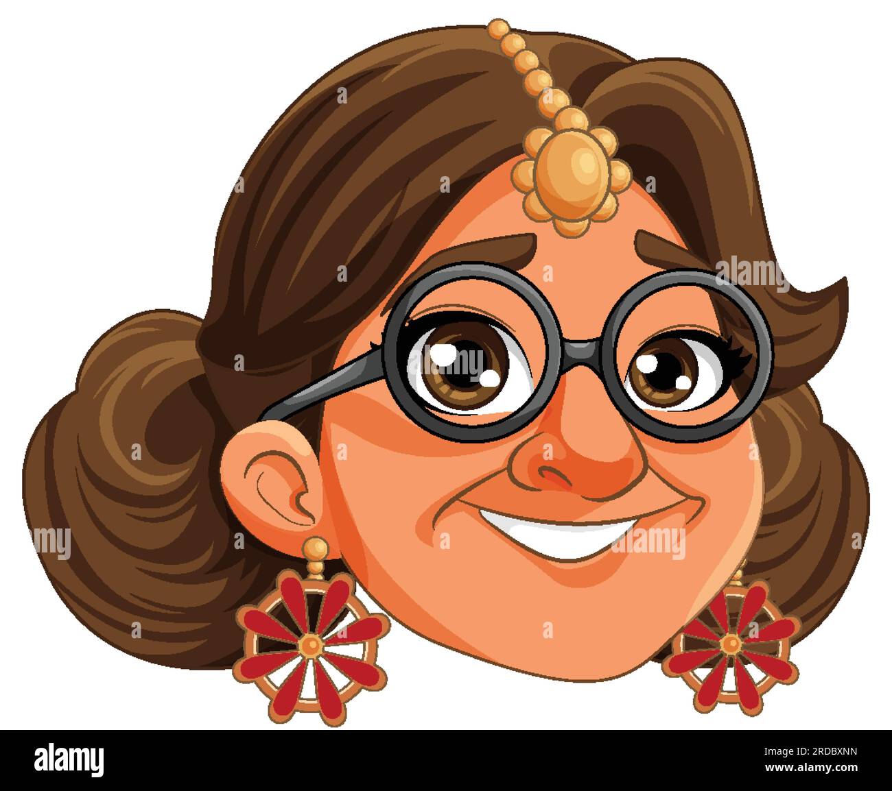 Indian woman cartoon character face smiling illustration Stock Vector ...
