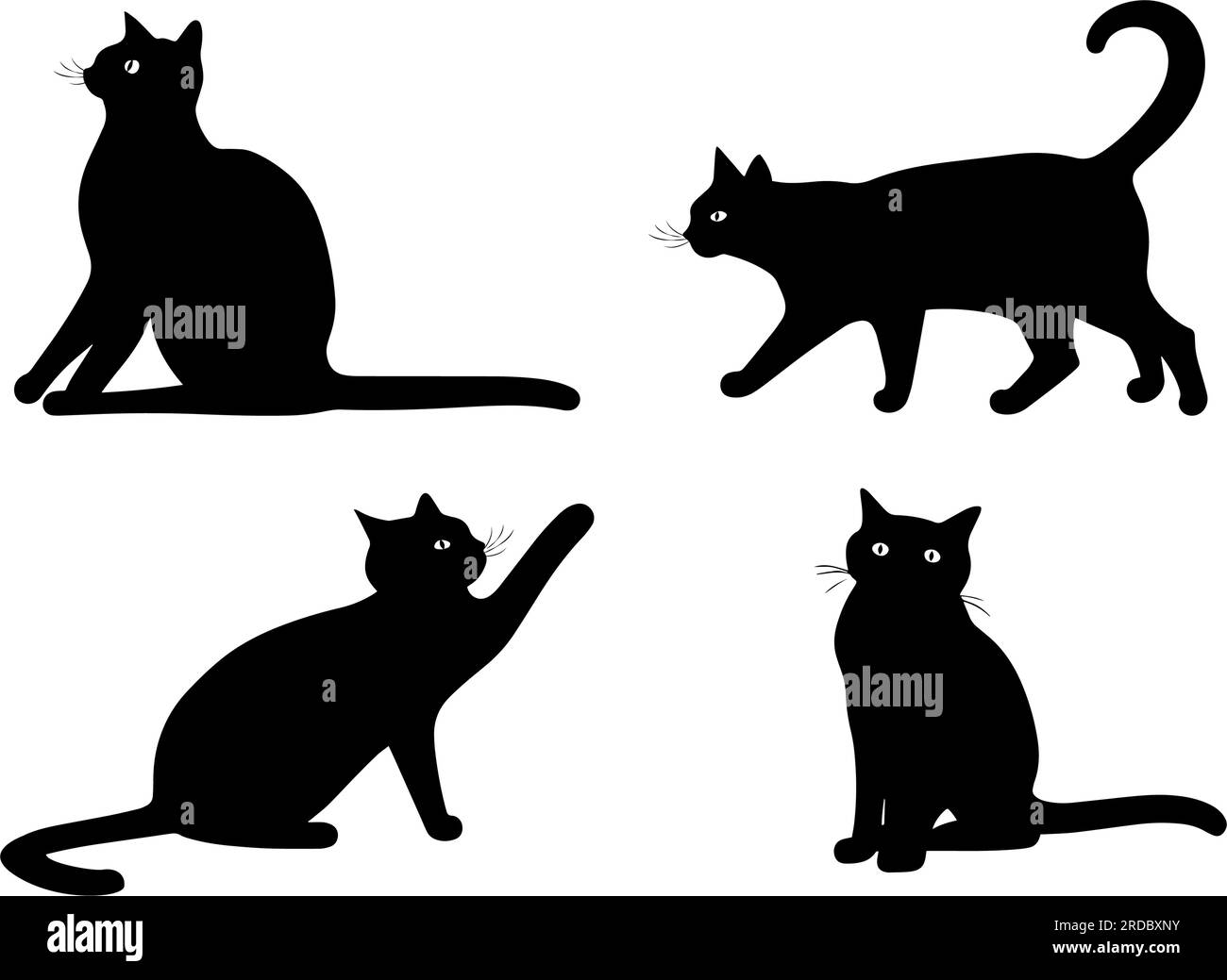 Halloween Cat silhouette symbol icon set. Vector illustration Stock ...
