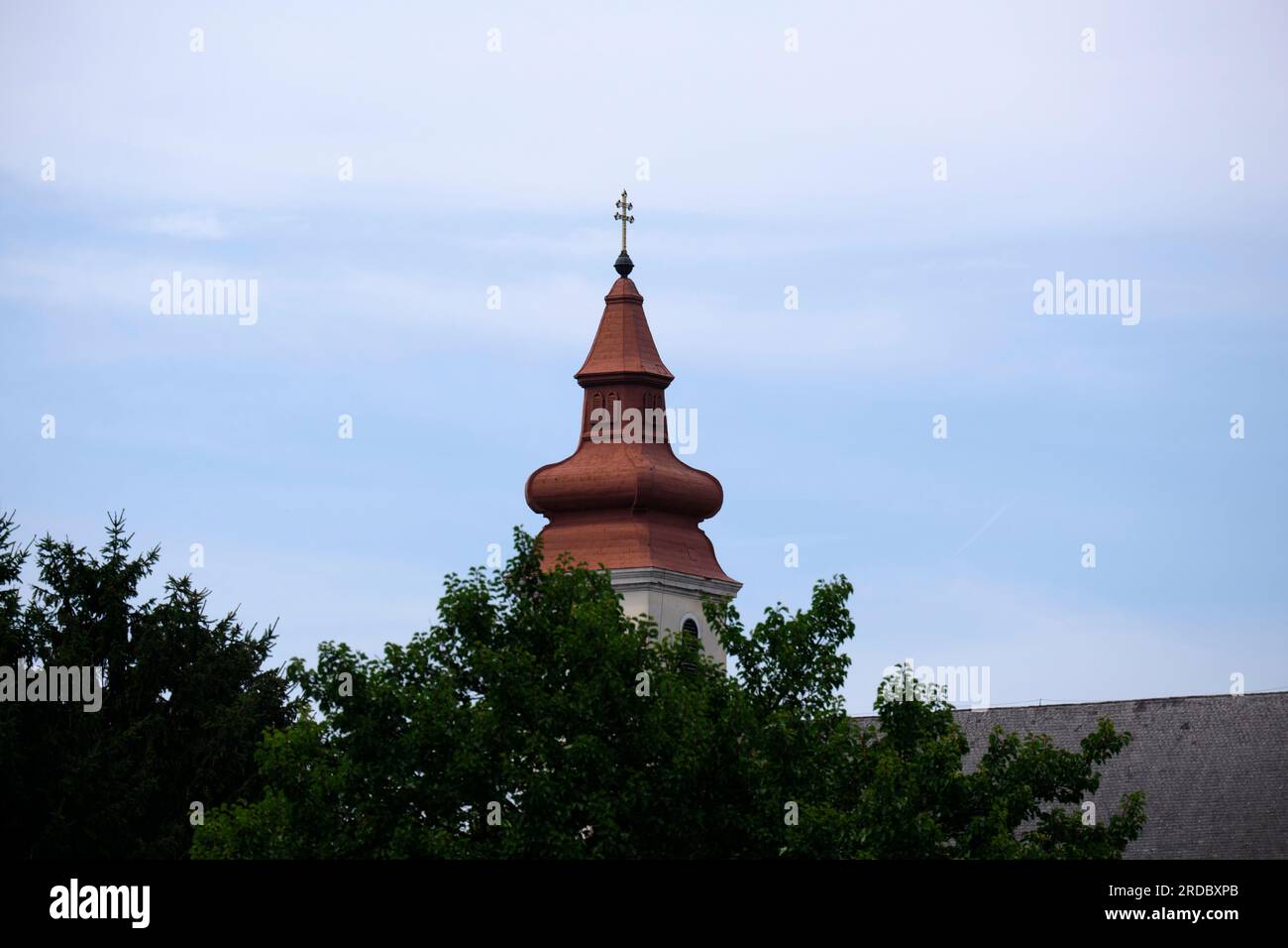 Catholic church cupola in Hungarian traditional style Stock Photo - Alamy
