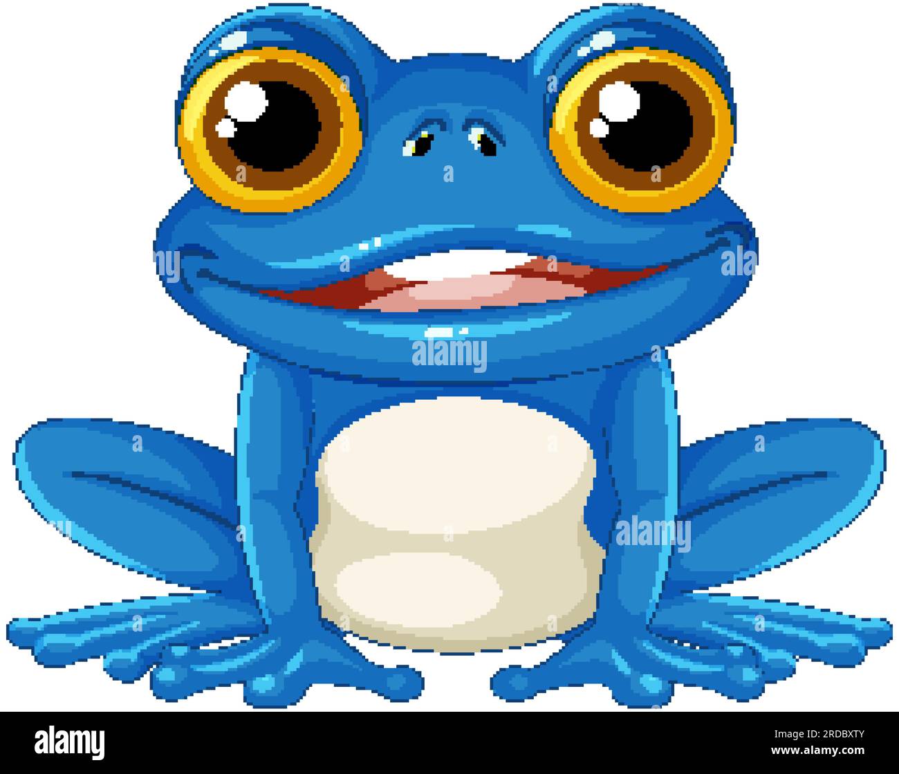 A vector cartoon illustration of a blue frog isolated on a white ...