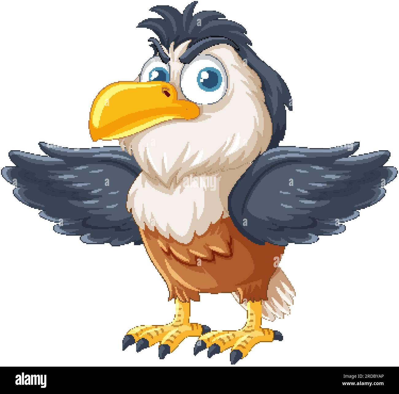 An isolated vector cartoon illustration of an owl standing with wide ...