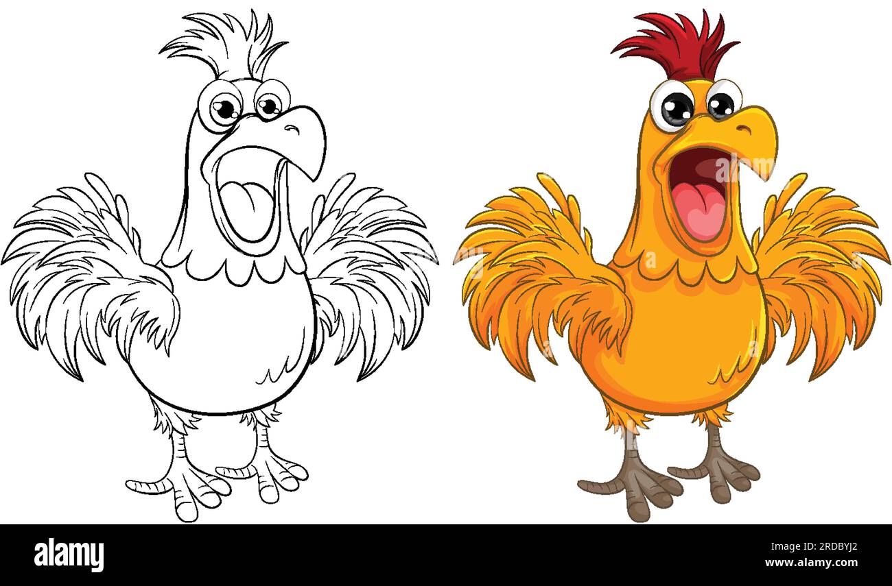 Cartoon illustration of a chicken freaking out, isolated on white ...