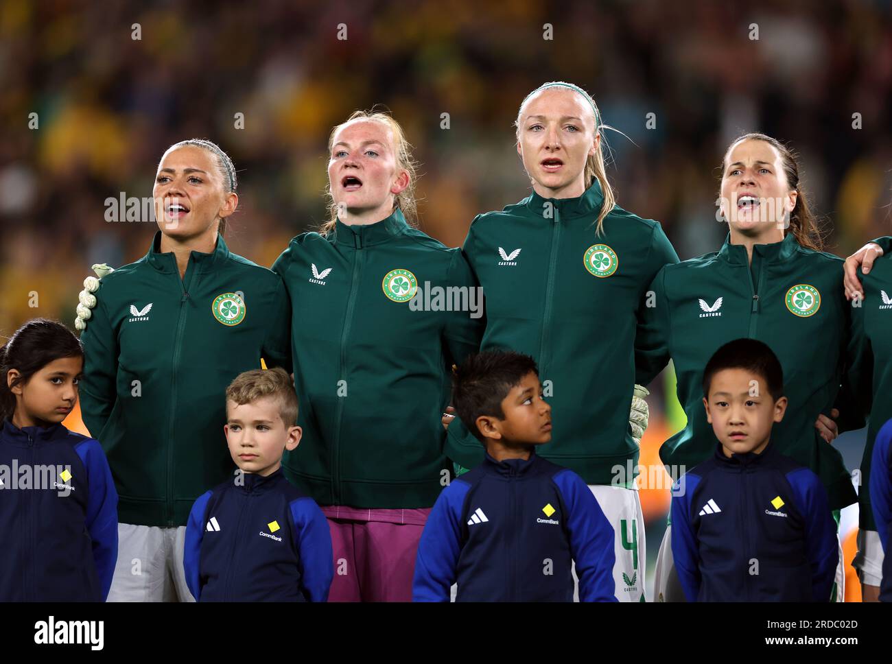 Republic of Ireland's Katie McCabe, goalkeeper Courtney Brosnan and ...