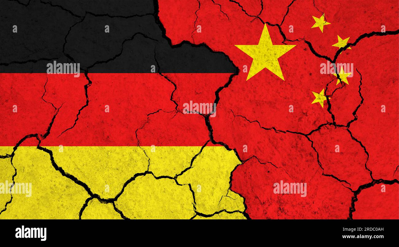Flags of Germany and China on cracked surface - politics, relationship ...
