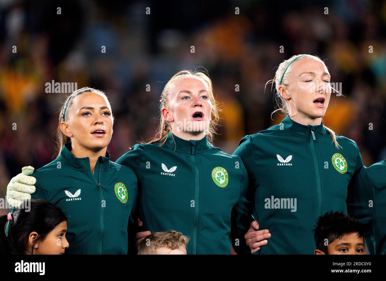 Republic of Ireland's Katie McCabe, goalkeeper Courtney Brosnan and ...