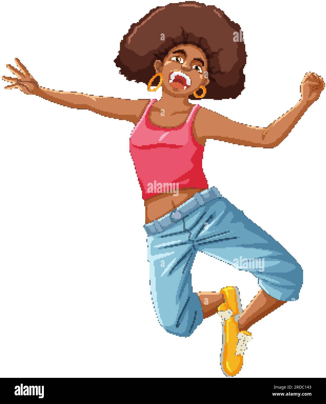 Black African American Woman Cartoon Character with Afro Hair ...