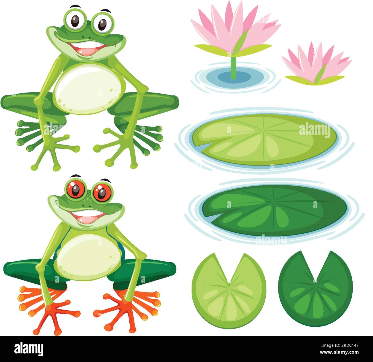 Green Frog Cartoon Characters Collection illustration Stock Vector ...