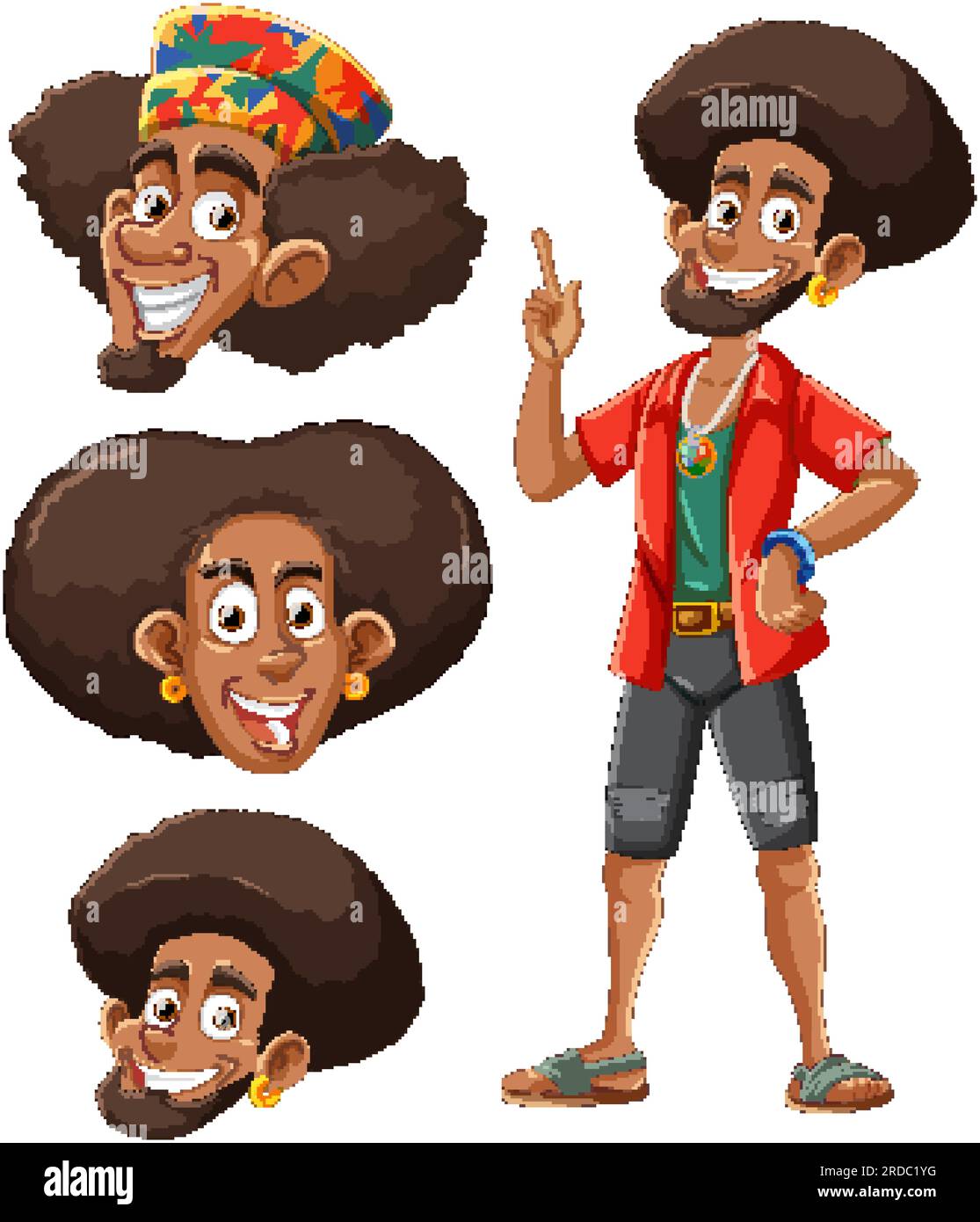 Man with Afro Hairstyle Vector Collection illustration Stock Vector ...