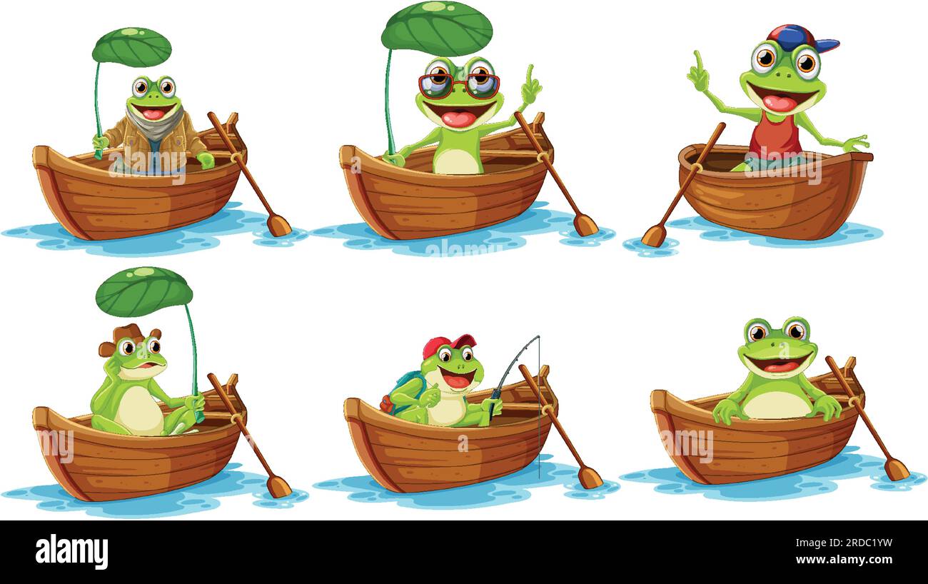Collection of different frogs cartoon characters illustration Stock ...