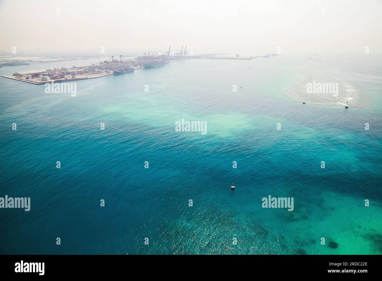 Aerial view of Jeddah Islamic Seaport, Saudi Arabia. Bird eye view ...