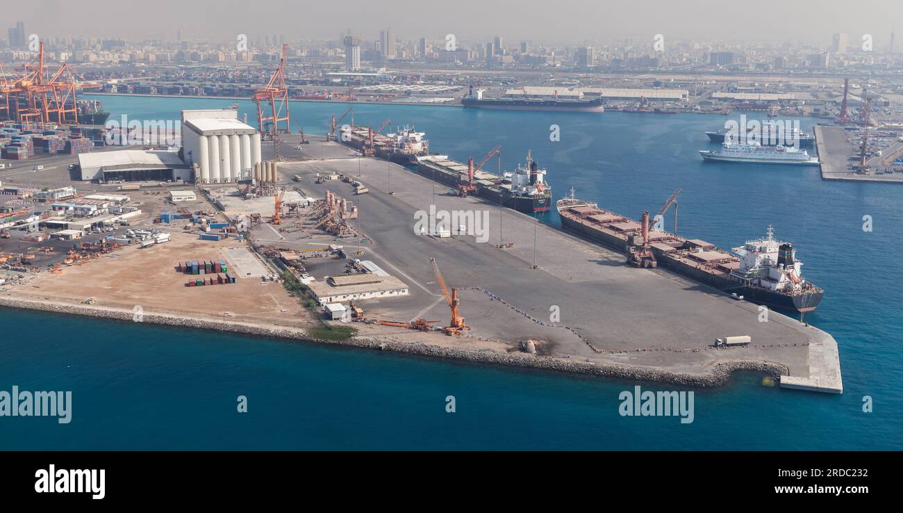 Jeddah Islamic Seaport on a sunny day, aerial photo Stock Photo - Alamy