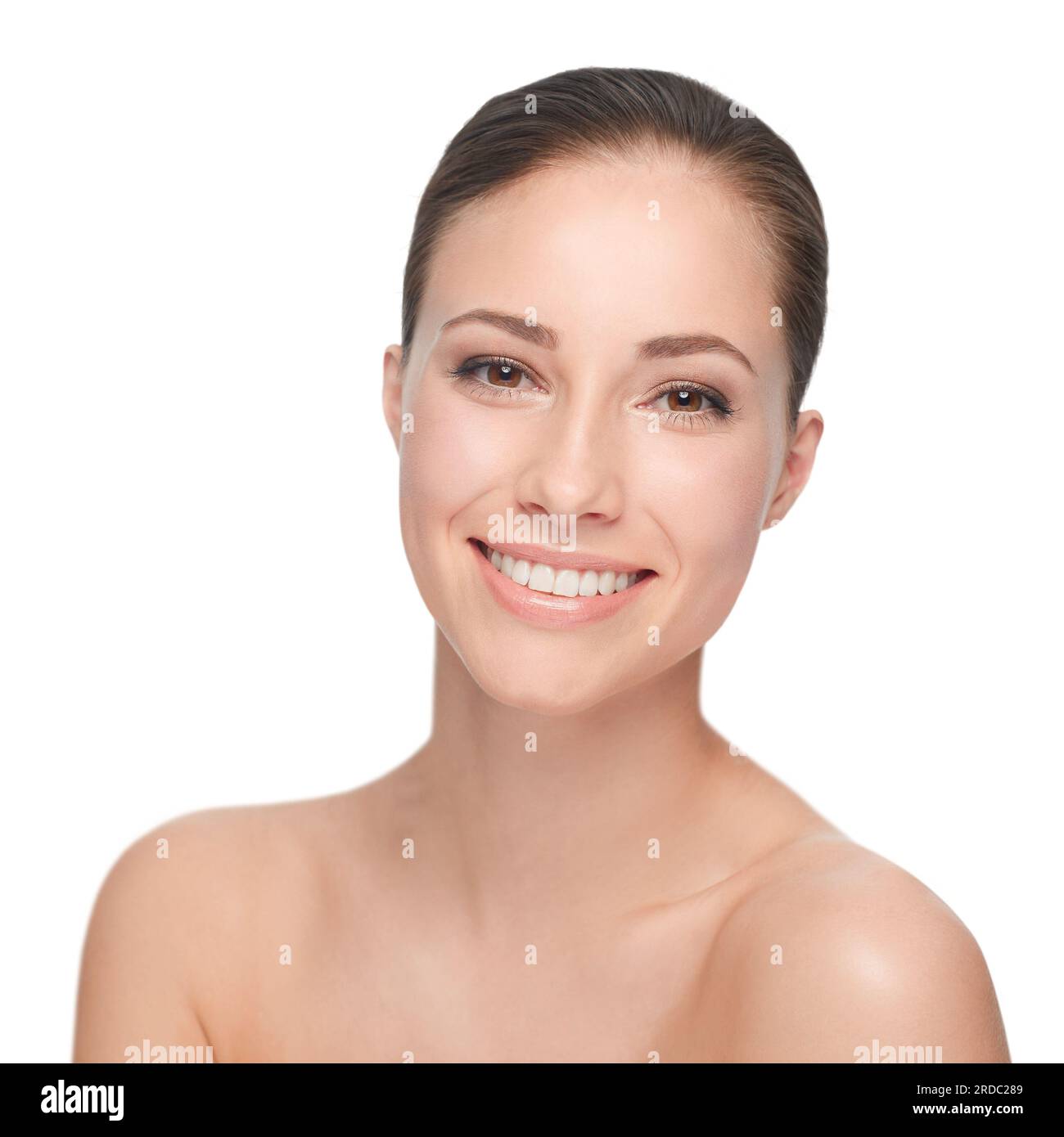 Skincare, beauty and face of a woman with a happy smile, teeth and ...