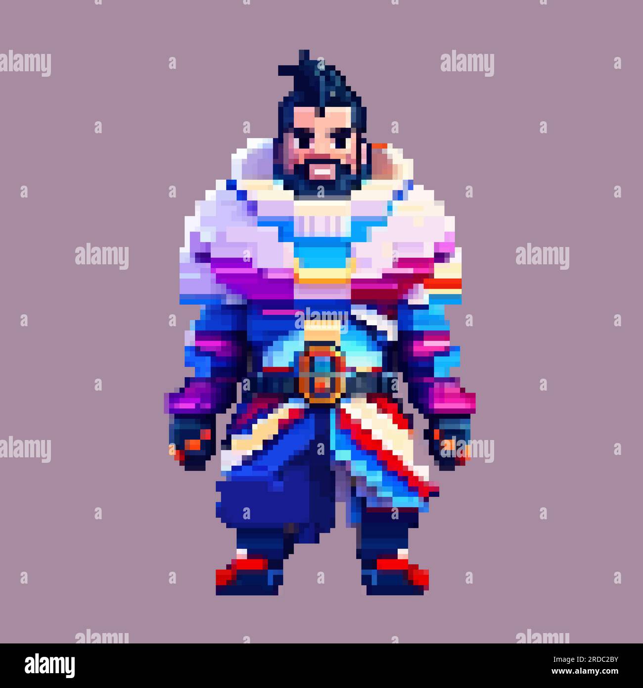 Japanese samurai warrior pixel art character for 8 bit game scenery ...