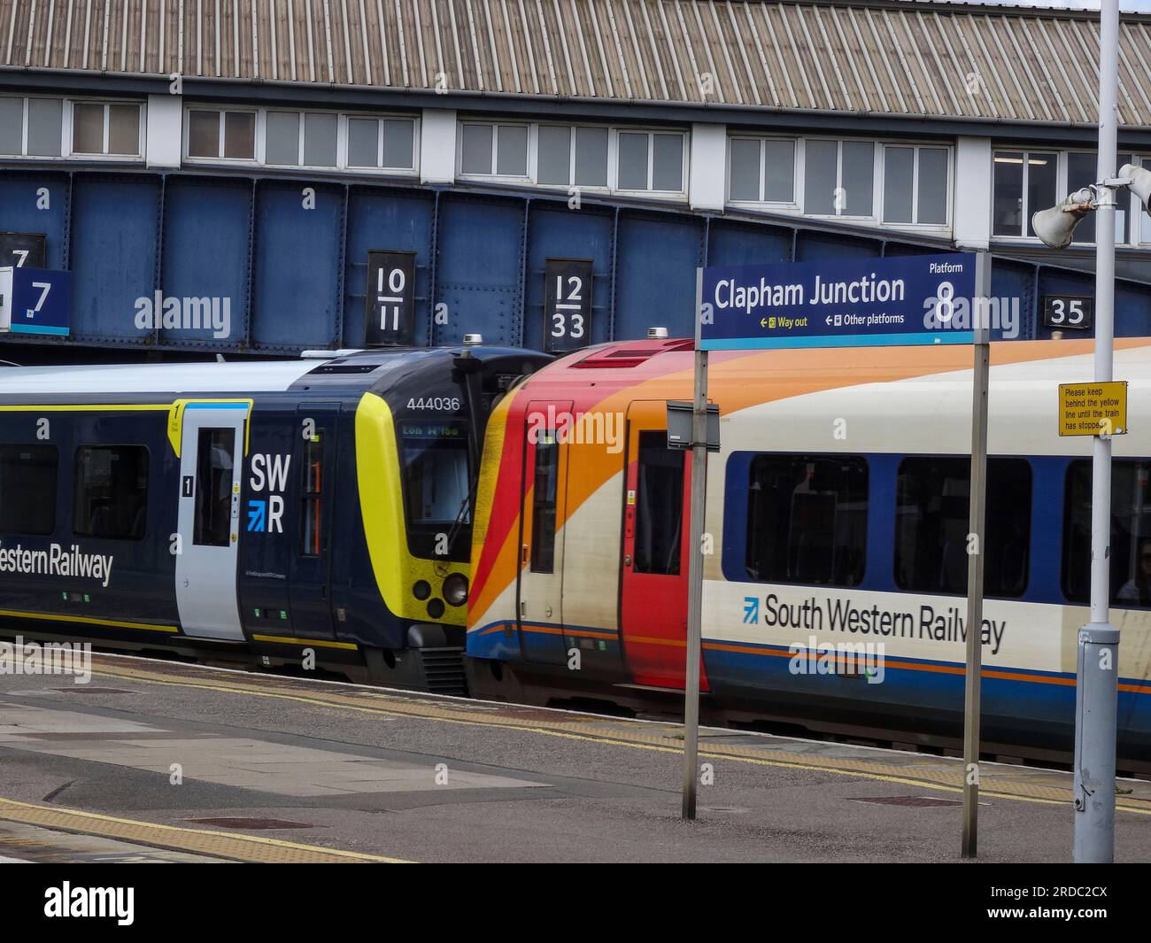 Section of platform at Clapham Junction railway station with train ...
