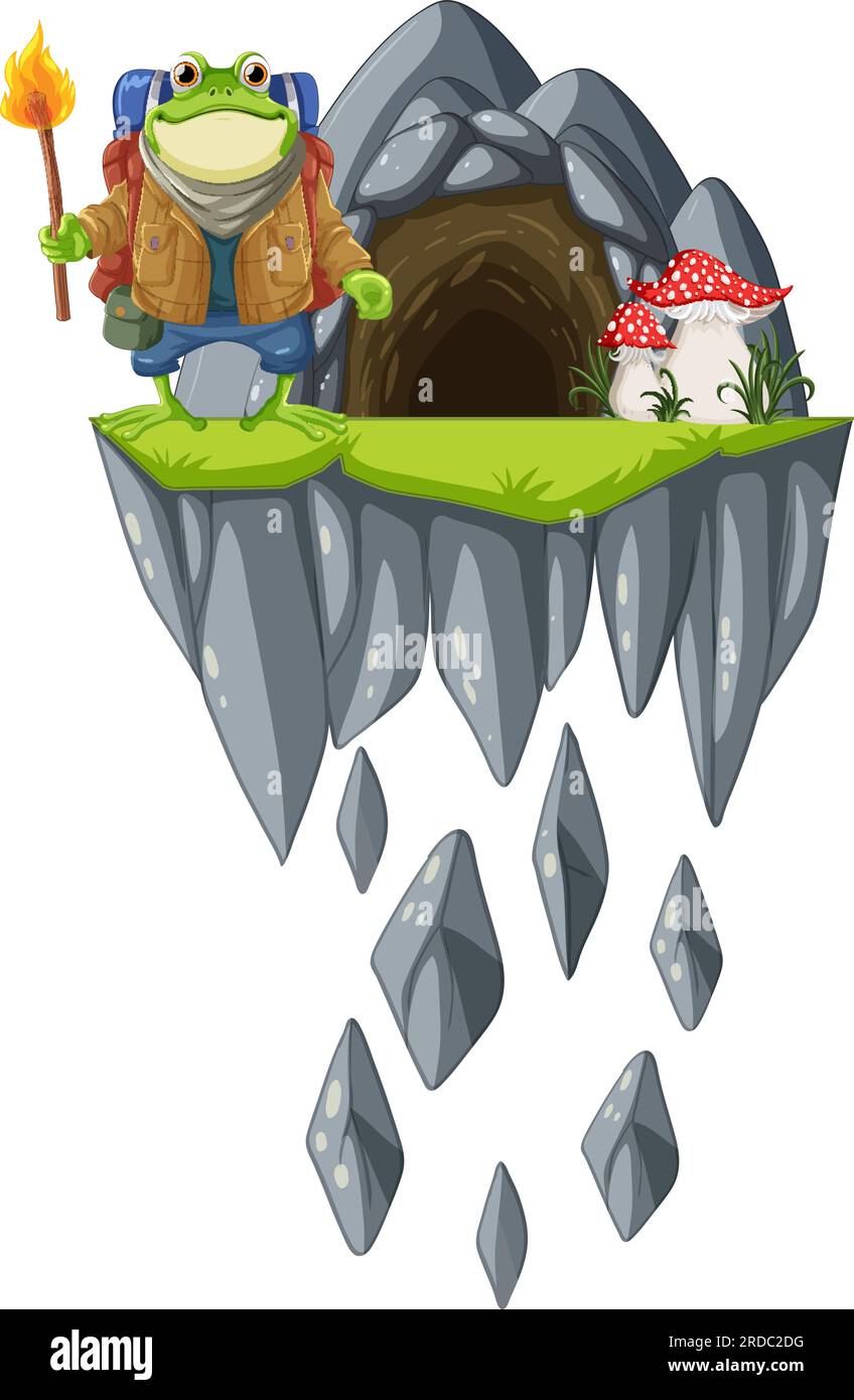 Frog Backpack Traveler Cartoon Character illustration Stock Vector ...