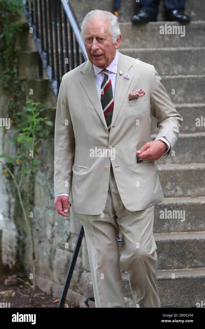 King Charles III during a visit to Brecon Barracks in Brecon, Wales ...