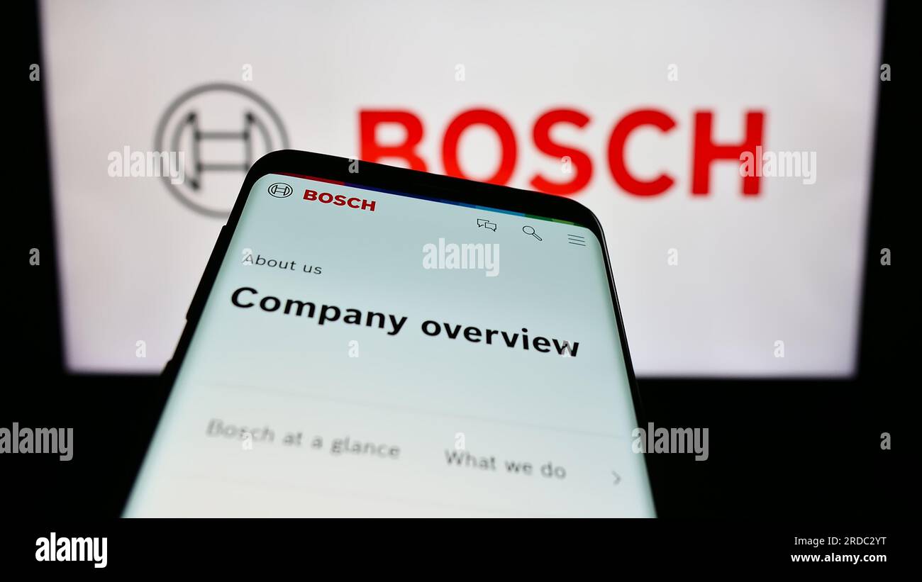 Mobile phone with webpage of German engineering company Robert Bosch ...