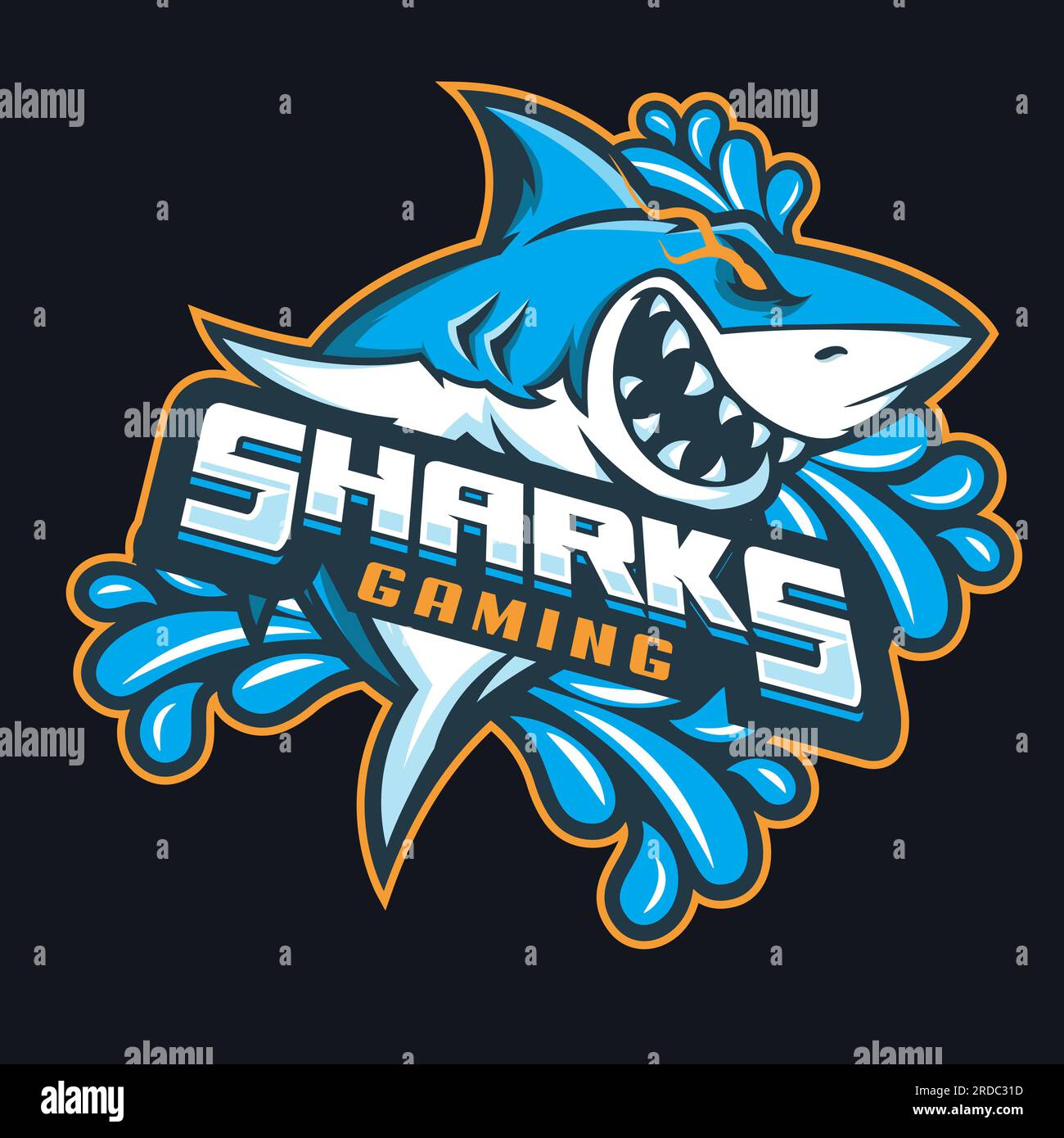 Shark Gaming Mascot Logo Shark and Fish Great White Hunting Shark Stock ...
