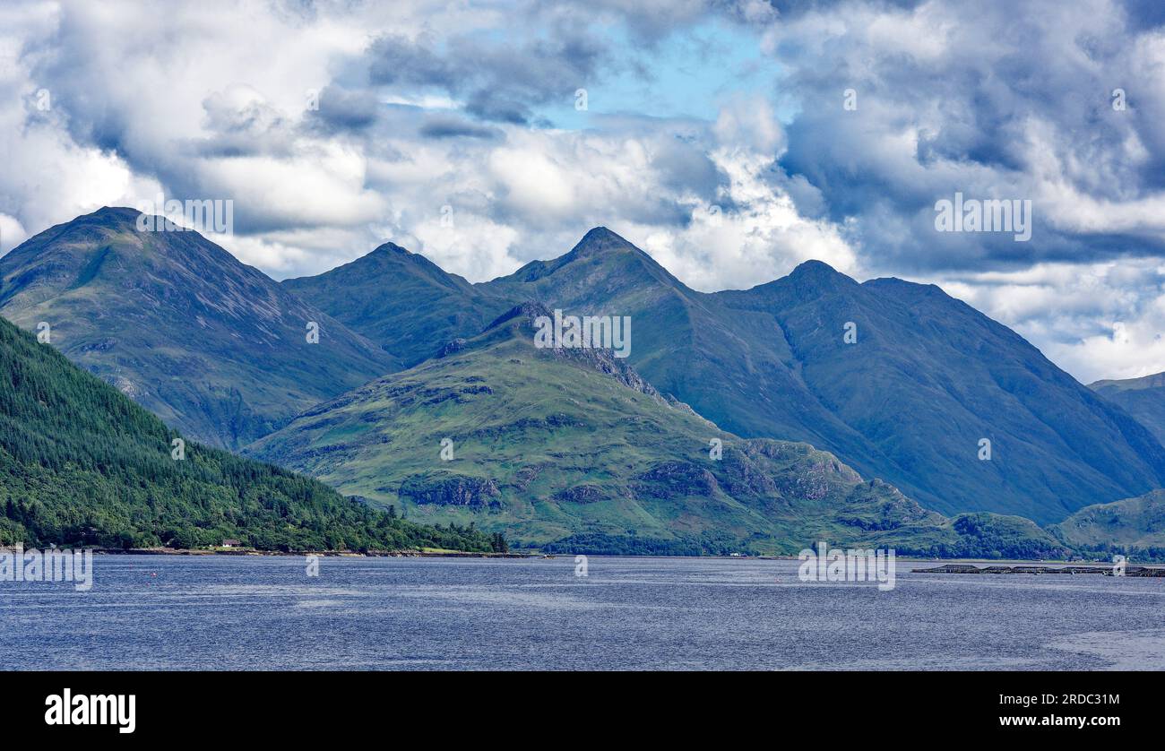 Five Sisters Of Kintail from Loch Duich west coast Scotland in summer ...