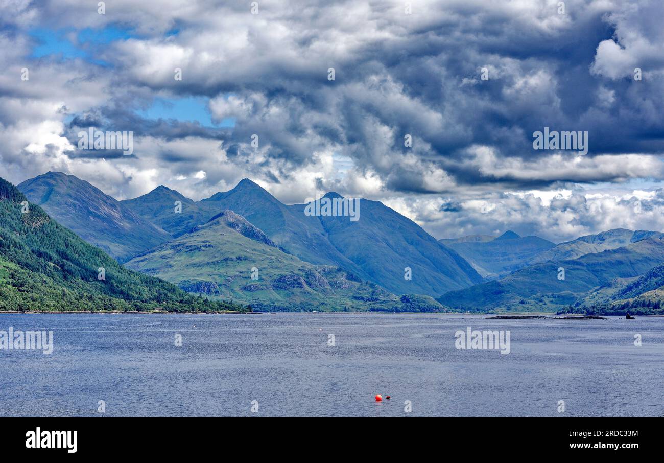 Five Sisters Of Kintail seen from Loch Duich west coast Scotland in ...