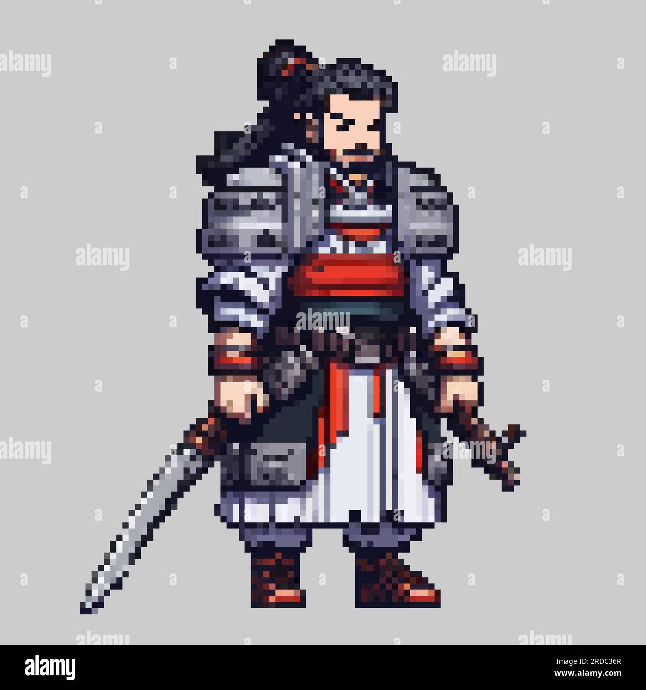 Japanese samurai warrior pixel art character for 8 bit game scenery ...