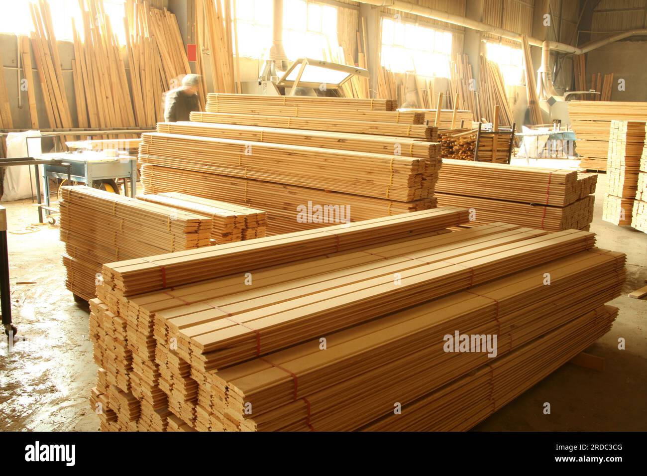 Wood timber construction material. Pile of construction timber at the ...