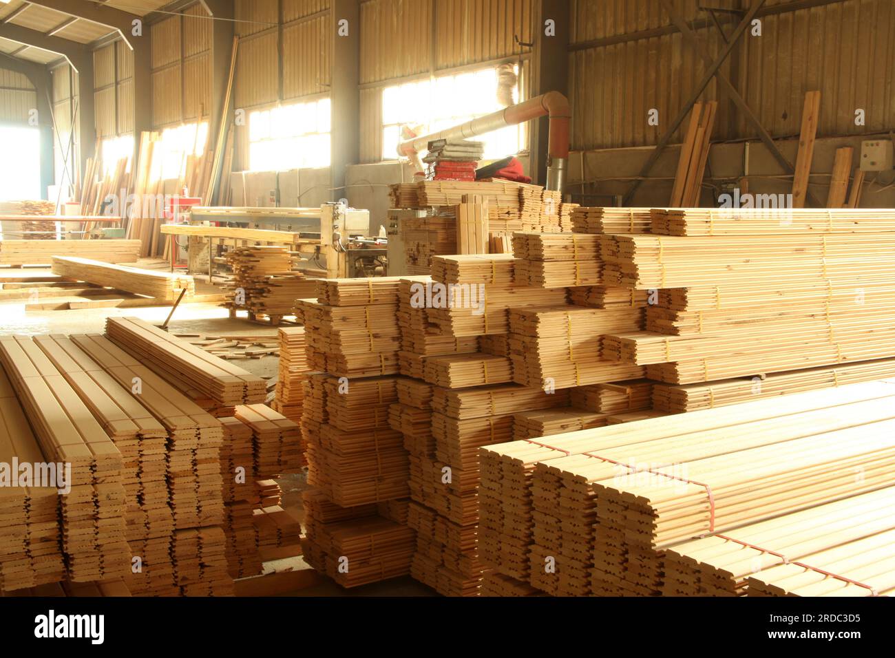 Wood timber construction material. Pile of construction timber at the ...