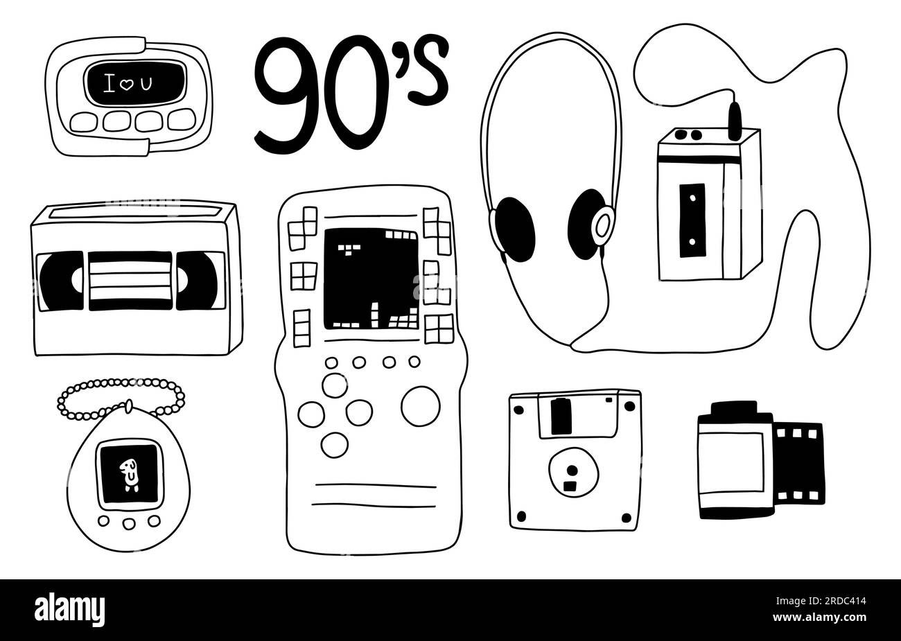 Retro video camera doodle Black and White Stock Photos & Images - Alamy