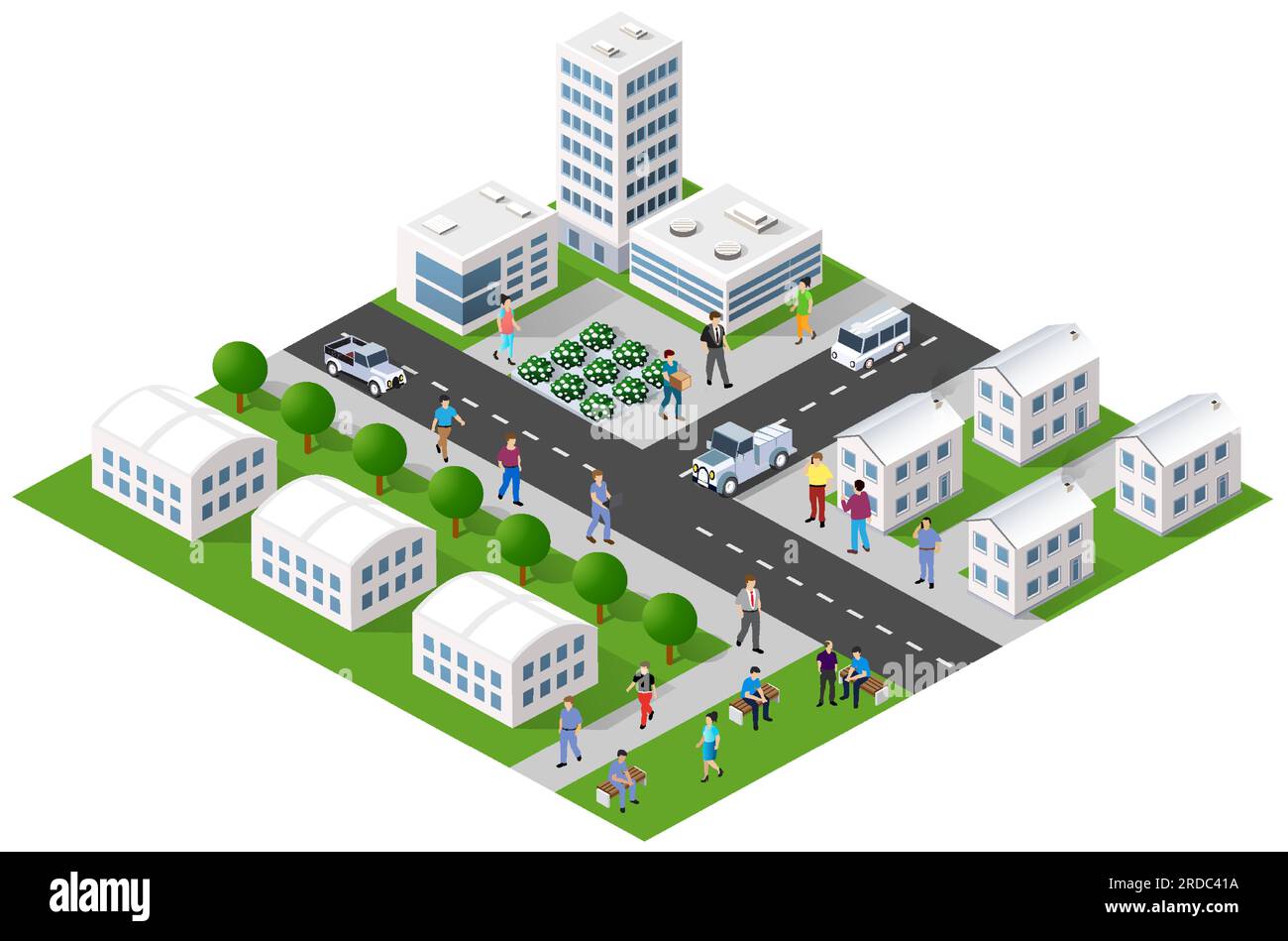 The city lifestyle scene on urban themes with houses, cars, people ...