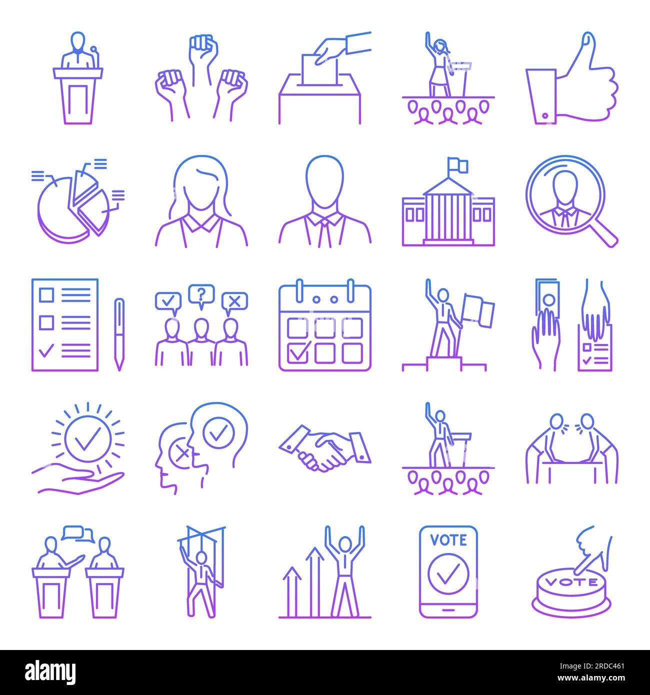 Elections and voting line icon set. Politics and political candidates ...