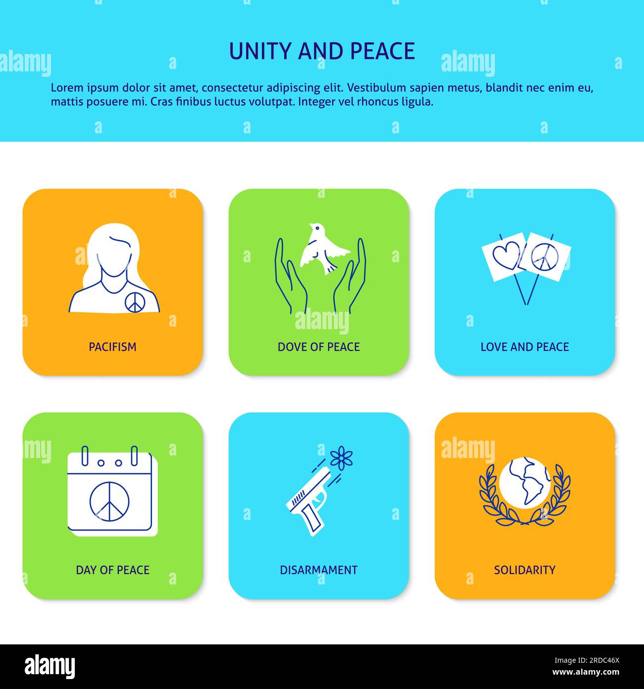 Unity and peace banner template with place for text. Vector ...