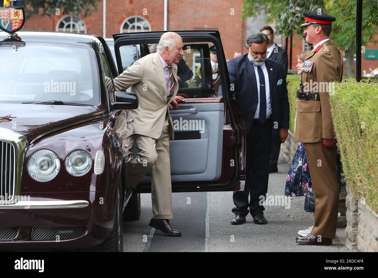 King Charles III is greeted by Brigade Commander, Brigadier Nick Thomas ...